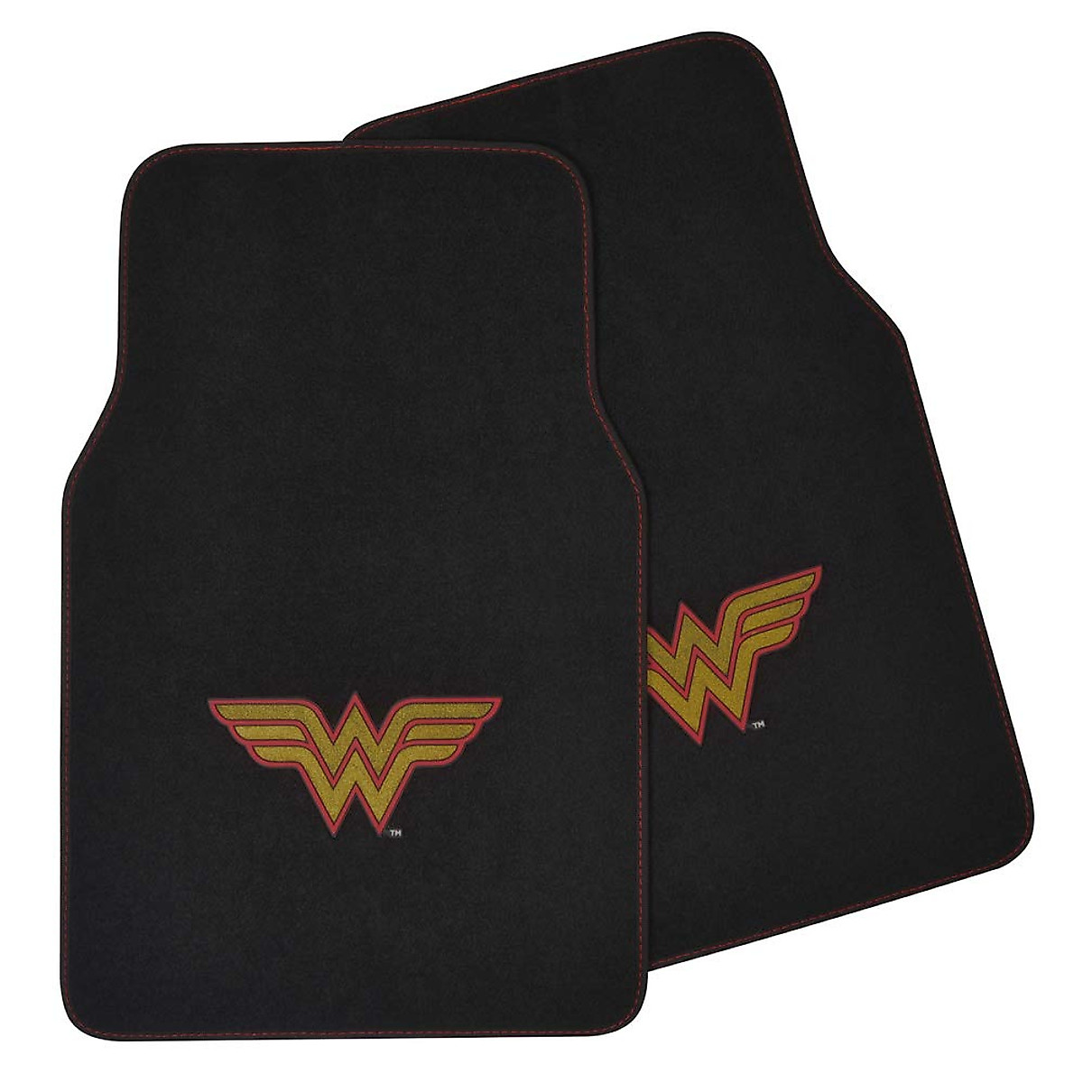 BDK Warner Bros DC Comics Classic Wonder Woman Carpet Floor Mats Car Accessories - 4pc Set Universal Fit for Car Truck Van SUV, Front 26" x 16.5", Rear 14" x 16.5" with No-Slip Grip