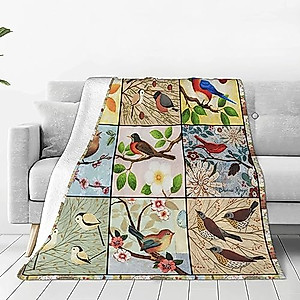 Birds Blanket and Throws Bird in The Tree Throw Blankets Birds Decor Soft Cozy Fleece Plush Warm Flannel Bedding Blanket Gifts for Bird Lovers Girls Boys Kids Adults Couch Travel 40"X50"