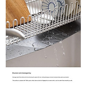 Dish Drying Rack 304 Stainless Steel Dish Rack with Drainboard Drainage, Utensil Holder for Various Kitchenware,Comes with chopstick holder Multifunctional Dish Rack for Kitchen Counter,Cup Holder,(St