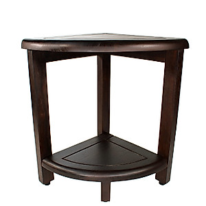 EcoDecors DecoTeak - Teak Snazzy Corner Shower Shelf - Shower Stool for Shaving Legs - Shower Foot Stool - Teak Shower Stool - Corner Shower Stool - Small Shower Stool