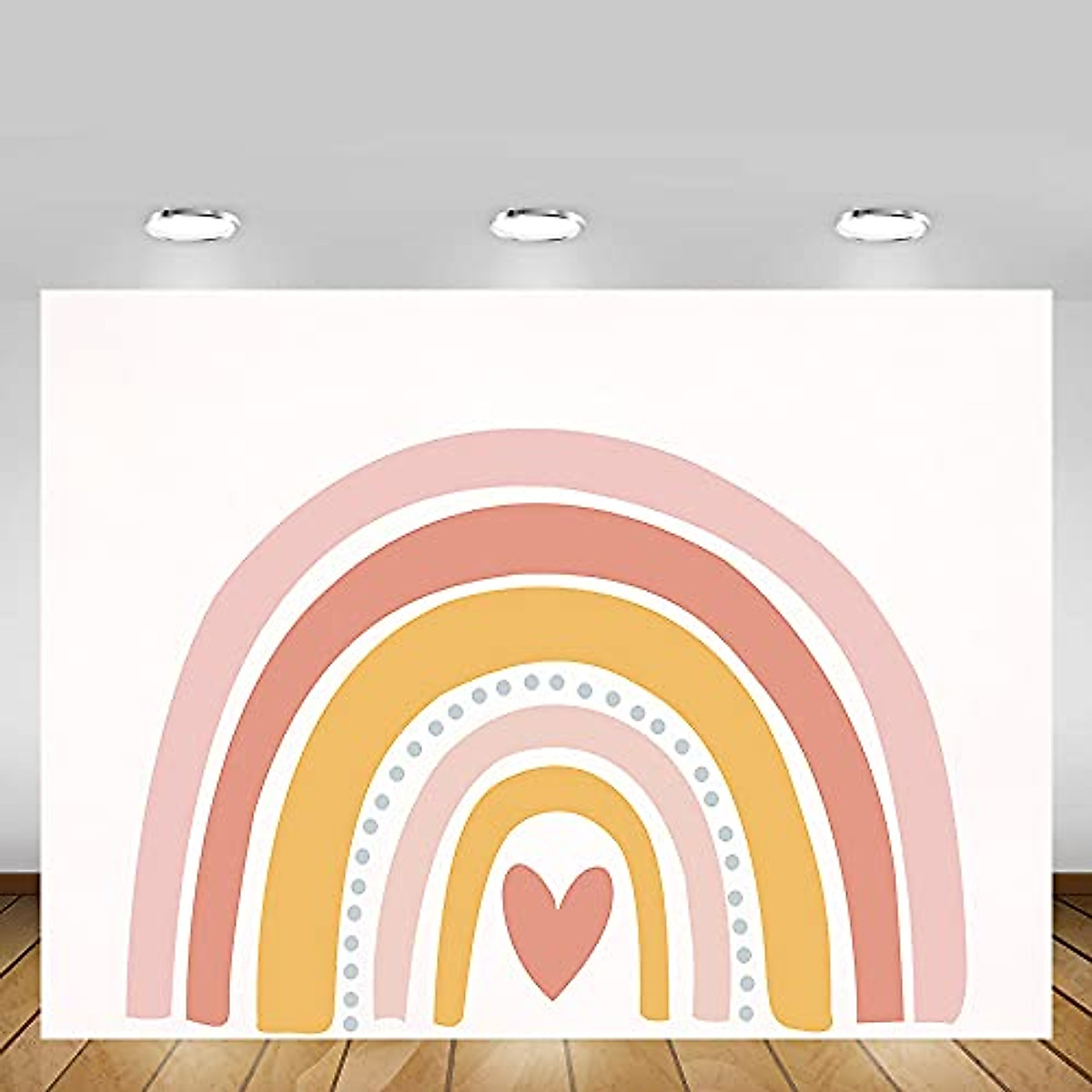 MEHOFOND 7x5ft Boho Rainbow Pink Birthday Backdrop Bohemian Baby Girl Photography Background Happy 1st Birthday Party Banner Decoration Supplies Sweetheart Cake Smash Table Photo Studio Booth Props