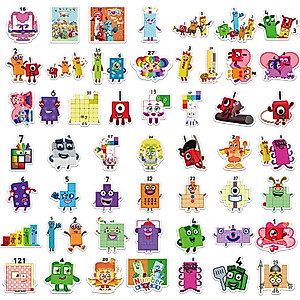 Number Blocks Stickers for Kids | 52 PCS | Building Blocks Brick Toys Stickers, Vinyl Waterproof Stickers for Laptop,Guitar,Motorcycle,Bike,Skateboard,Luggage,Phone, Gift for Kids Teen Birthday Party