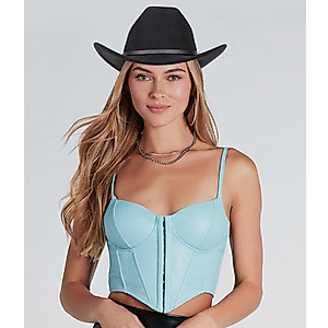 Classic-Women-Men-Western-Cowboy-Hat-Cowgirl-Hat-Wide-Brim-Outdoor-Fedora-Hat with Buckle-Belt Black