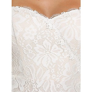 Ever-Pretty Womens Lace Floor Length Mermaid Bridal Gown with Long Train White US10