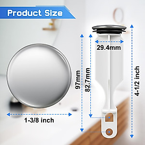 Enhon 2 Hole Pop Up Stoppers, Chrome Bathroom Sink Stopper fits Most Pop Up Drain Design, 4-1/2 Inch Tall, 1-3/8 Inch Cap Diameter, with Gasket Seal, Compatible with PF WaterWorks PF0240 (6 Pack)