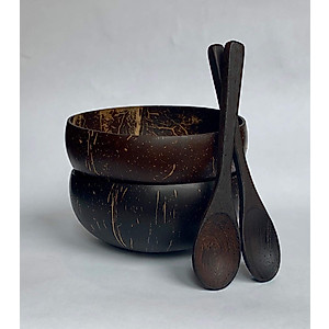 Marasol Coconut Bowls with Spoons 2x All Natural, Vegan | Smoothie Bowls, Acai | Gift Ready Packaging | Eco Friendly, Zero Waste | Handcrafted