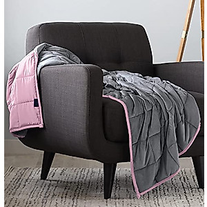 Ella Jayne Home - Reversible Weighted Blanket - Minky Texture/Microfiber - Uses Polyester and Glass Beads for Weight - (48x72, 15lbs)