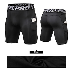 Compression Shorts Men 3 Pack, Dry Fit Compression Underwear Spandex Running Shorts Mens Workout Athletic Short Pocket