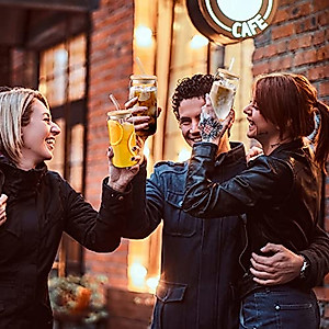 Porkus Glass Cups with Bamboo Lids and Straws 4pcs Set-18oz,Cute Glass Iced Coffee Cups for Coffee Bar Accessories-Cups with Lids and Straw Set