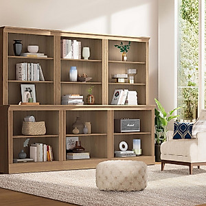 JAHRSTIM Bookshelves and Bookcase Floor Standing 5 Tier Display Shelves Organizer and Storage, 72in Tall Bookshelf for Home Office, Living Room, Bed Room, Kitchen, Oak