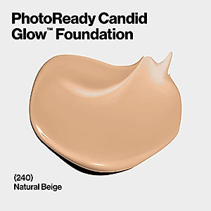 Revlon Liquid Foundation, Photo Ready Candid Glow Face Makeup for Sensitive and Dry Skin, Longwear Sheer-Medium Coverage with Natural Glow Finish, 240 Natural Beige, 0.75 Oz