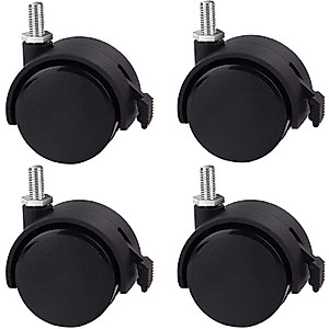 MONOMI 4 Pack 1.5 Inch Nylon Plastic Replacement Caster Swivel Furniture Wheels Floor Protecting Office Chair Swivel Caster Threaded Stem with Brake Black