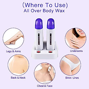 Subay 110V Double Depilatory Wax Warmer Waxing Kit for Women Men Coarse Hair Removal with Heater Base for Hair, Eyebrow, Facial, Armpit, Bikini, Brazilian