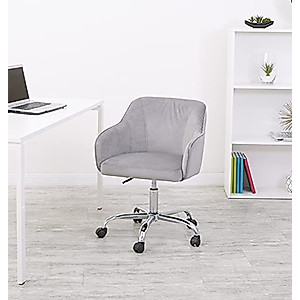 OSP Home Furnishings Bristol Adjustable Extra Plush Swivel Home Office Task Chair with Polished Chrome Base, Charcoal Grey Velvet