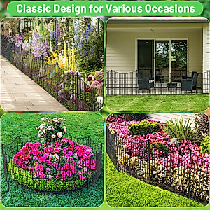 5 Panels No Dig Decorative Outdoor Garden Fence for Yard, 32 in(H) X 12 ft(L) Animal Barrier Fencing Rustproof Metal Wire Panel Border for Dog, Rabbits, and Patio Temporary Ground Stakes Defense