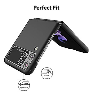 Cresee Case for Samsung Galaxy Z Flip 3 5G 2021, Slim Fit Matte PC Cover Phone Case for Galaxy Z Flip3 - Black
