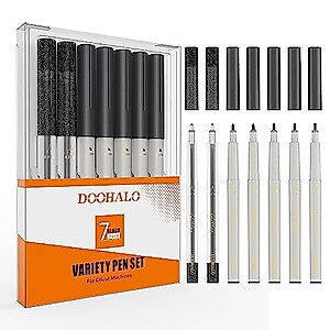 DOOHALO Metallic Grey Black Pens for Cricut Maker 3/Maker/Explore 3/Air 2/Air 1.0/0.8/2.0/2.5 Variety Point Tips Gel Glitter Markers for drawing Writing Compatible with Cricut Machine