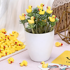ROMROC Mini Resin Duck Bulk 200 Pack Tiny Ducks to Hide for Miniature Dollhouse Accessories Micro Garden Landscape Aquarium Potted Plants Ornament Christmas Prank DIY Décor, Yellow