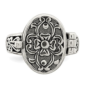 IceCarats 925 Sterling Silver Vintage Oval Locket Ring Size 6