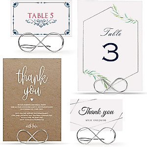 Pullan Table Number Holder Stands 12 Pack - Wedding Seating Labels Placecard Clips | Name Setting Place Card Holders | Photo Picture Cards Display Stand for Party | Reserved Sign Numbers Silver