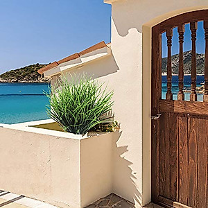 SLanC 8 Bundles Artificial Grass Plants Fake Bushes Artificial Shrubs Wheat Grass Greenery for House Plastic Outdoor UV Resistant Faux Grass (Pack of 8)