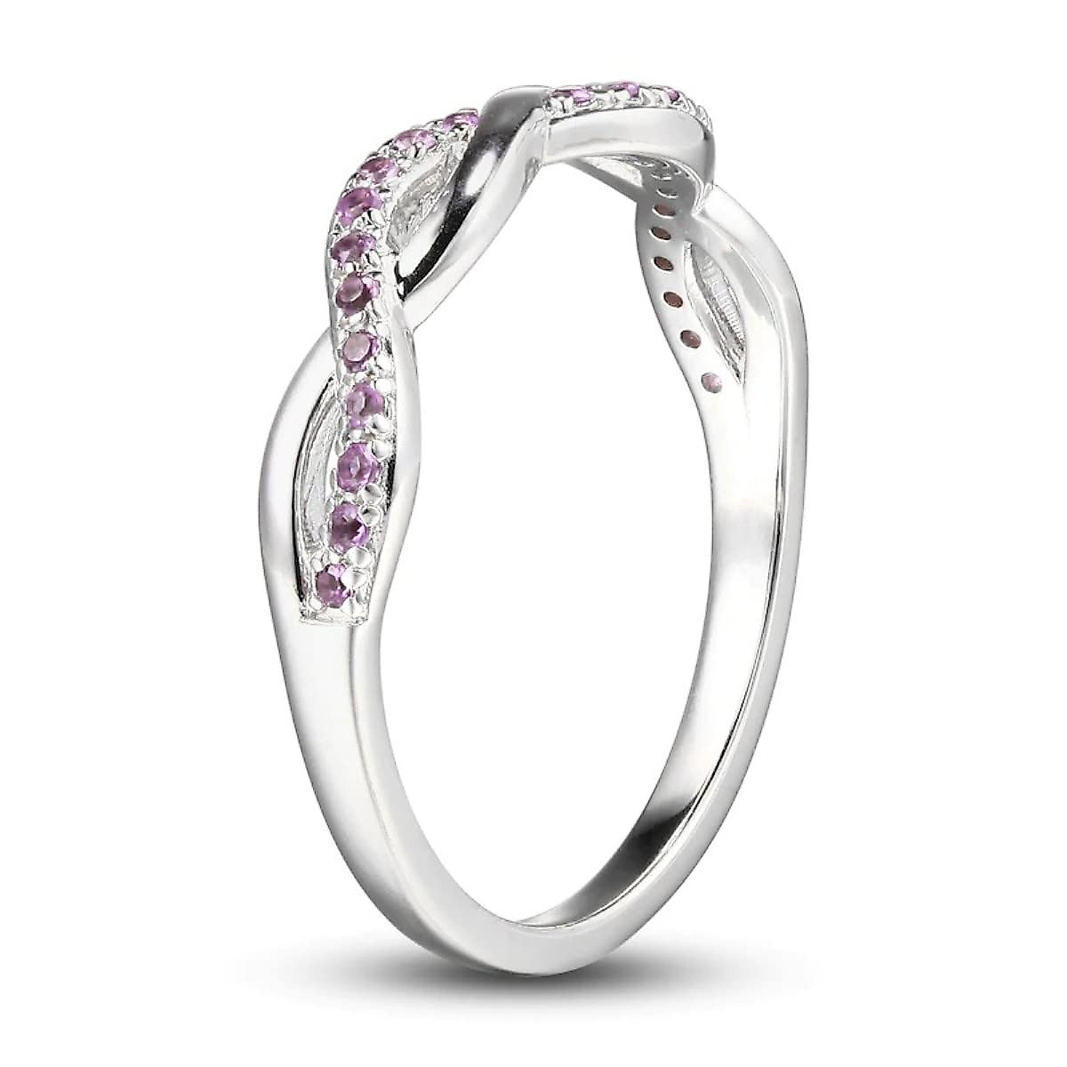 55Carat Natural-Amethyst Criss Cross Prong-Setting Ring 925-Sterling-Silver Handmade Fashion Jewelry for Women in Gift Size: 6