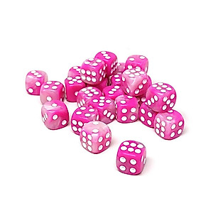 25 Count Pack of 12mm D6 Dice - Matching Collection of 6 Sided Dice with Pips (Pink Opal)