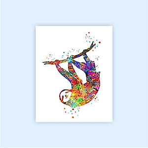 Dignovel Studios Unframed (Set of 6) 8X10 Elephant Sloth Alpaca Chimpanzee Giraffe Lion Watercolor Wild Animal Prints Baby Art Print Set Nursery Decor dnc6