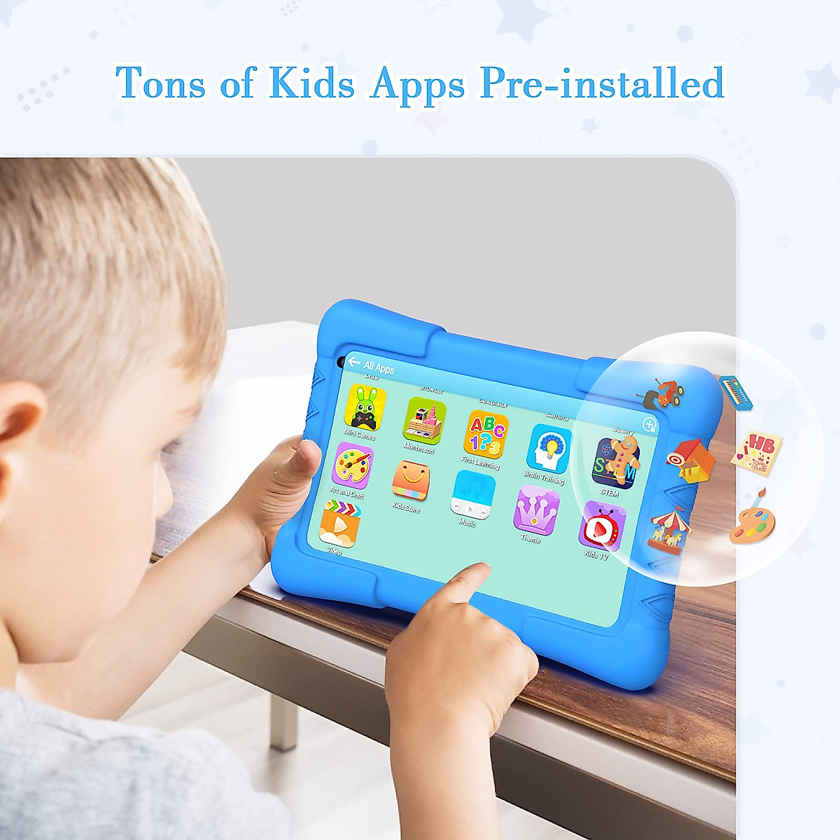 MAGCH Kids Tablet 7 inch, 2GB RAM, 32GB ROM, Android 11, Kids App Pre Installed, 1.8GHz Quad Core Processor, IPS HD Display, 7” Android Tablet, WiFi, Kid-Proof Case (Blue)