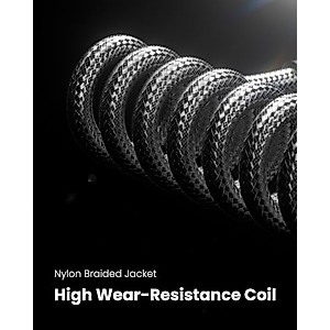 Fasgear Coiled USB C Keyboard Cable, 1.8m Type C to Type C Keyboard Cable with Metal Aviation Connector, 60W Fast Charging, Designed for USB-C Mechanical/Custom/DIY/Gaming Keyboard(Grey)