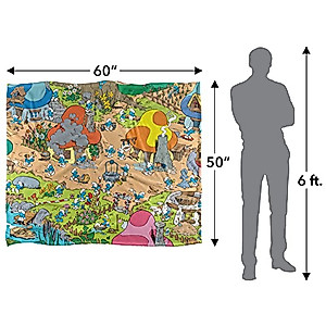 The Smurfs Blanket, 50"x60" Smurf Village Silky Touch Super Soft Throw Blanket