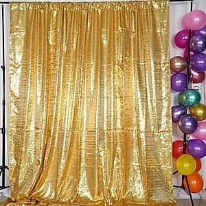 Poise3EHome 6Ft x 6Ft Gold Sequin Backdrop Curtain, Glitter Thick Satin Gold Background Drapes, Sparkly Opaque Photography Curtain, Sequence Xmas Thanksgiving Backdrop for Wedding Party Holiday Decor