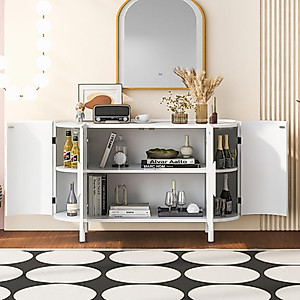 Merax Light Luxury Sideboard with Adjustable Shelves,Suitable for Living Room,Study and Entrance, White