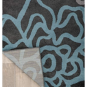 Rugshop Contemporary Modern Floral Abstract Flowers Easy Maintenance for Home Office, Living Room, Bedroom, Kitchen Soft Area Rug 7'10" x 10'2" Gray
