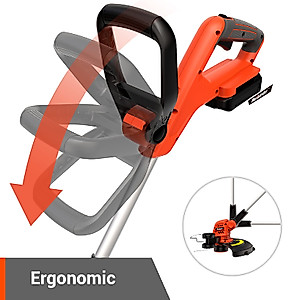 MAXLANDER 12 Inch 20V Cordless String Trimmer, 2 PCS 2.0Ah Battery Weed Wacker/Edger, 1 Quick Charger,6 PCS Replacement Spool Trimmer Lines, Length Adjustable, Powerful Lightweight Grass Trimmer