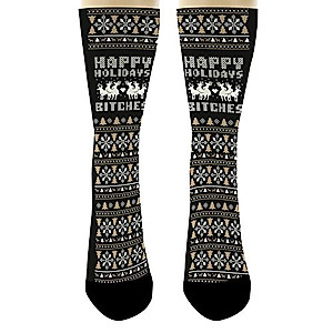 Fun Holiday Socks Happy Holidays Humping Reindeer Socks Christmas Clothes 1-Pair Novelty Crew Socks