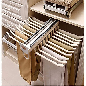 tonchean Pull Out Pants Rack Pants Hanger Bar 22 Arms Steel Pull Out Trousers Rack Clothes Organizers for Space Saving and Storage 18(L) x 23.4(W) x 5.7(H) inch