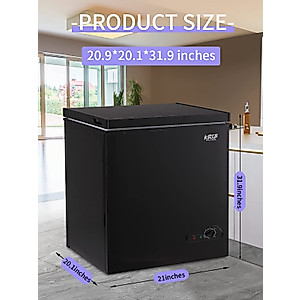 Krib Bling 7.0 Cu.Ft Chest Freezer Two Removable Basket, Deep Compact Freezer with 7 Gears Temperature Control(-4°F to 6.8°F), for House, Kitchen, Garage, Basement, Shop, Black