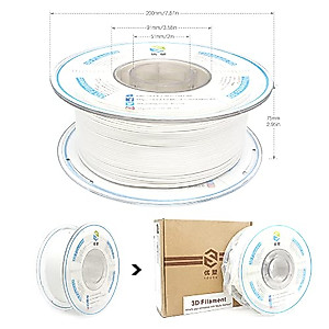 YOUSU Polypropylene PP Filament, 1.75mm 3D Printer Filament for FDM 3D Printers, 1kg (2.2lbs) 5 Pcs Build Sheet Included, Semi-Flexible Ultra Tough Filament, White