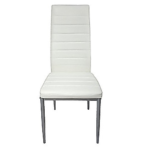 SSLine 5 Pieces Dining Table Set,Kitchen Room Tempered Glass Dining Table,Dining Table Set with 4 PU Leather Chairs,Home Furniture for Small Spaces Kitchen (Creamy White)