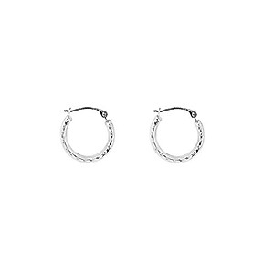 Ritastephens 14k White Gold Mini Hoops Hoop Earrings Tubular 2x12mm Diamond-Cut