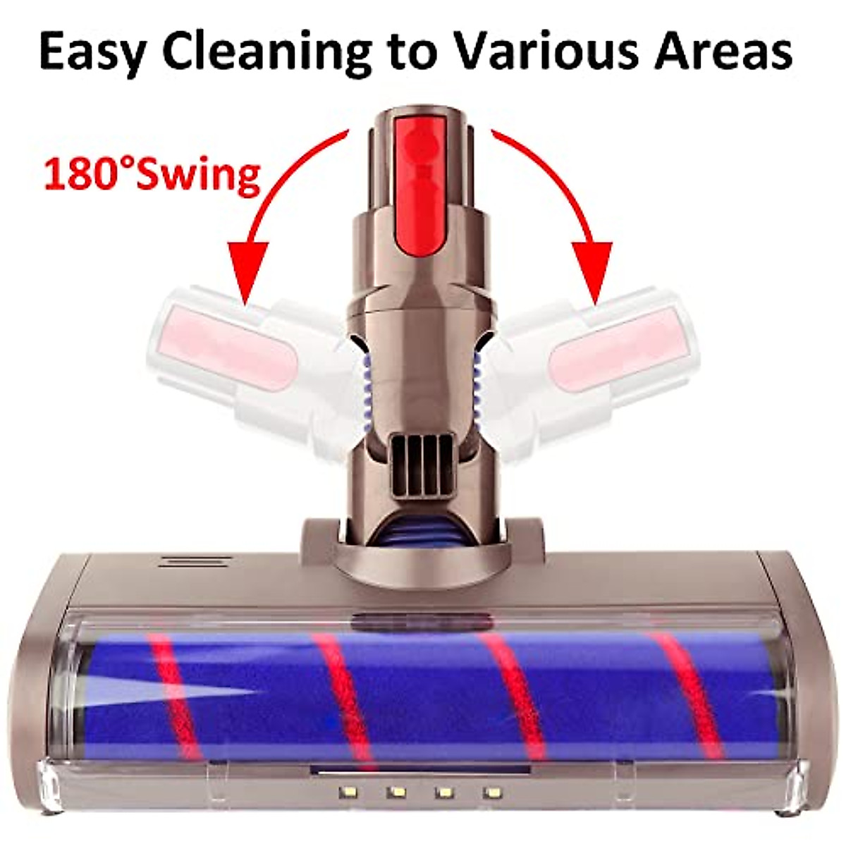 PULINKAI Quick-Release Soft Roller Cleaner Head Accessory Attachment Replacement for Dyson V7 V8 V10 V11 V15 SV10 SV11 Vacuum Cleaner with LED Indicator