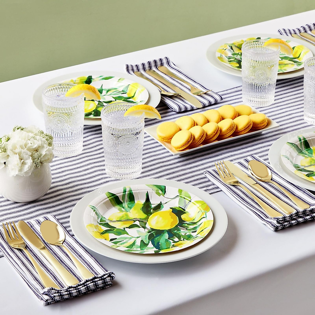 BLUE PANDA 80-Pack Disposable Lemon Paper Plates for Birthday Party Decorations, Bridal and Baby Showers (9 in)