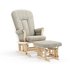 Dutailier Alice 3199 Wooden Glider Chair with Ottoman, Natural/Popular Grey