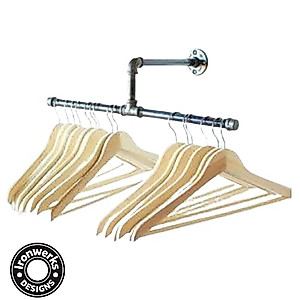 Ironwerks Designs 20" Urban Industrial Pipe Wall Rack - Clothing Rack, Closet Organization, Retail Display, Black