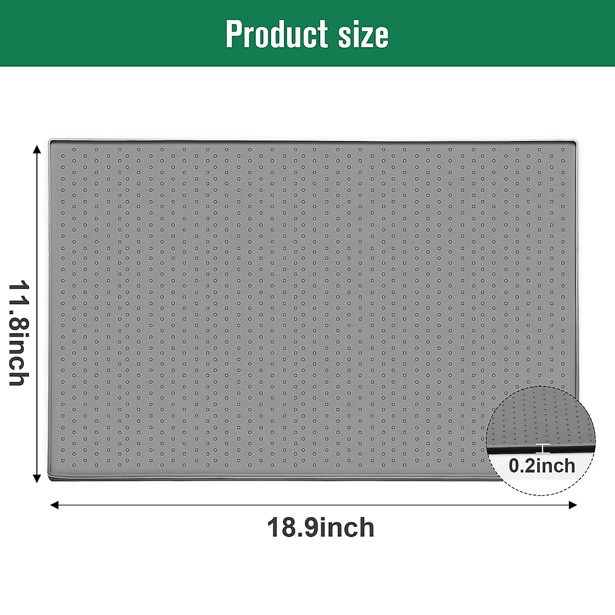 OBKING Trash Can Mat, with Non-Slip Particles to Prevent Trash Can Movement and Protect Floors, Raised Edges to Prevent Spills, Suitable for Kitchen, Living Room, Bedroom(11.8"x18.9")
