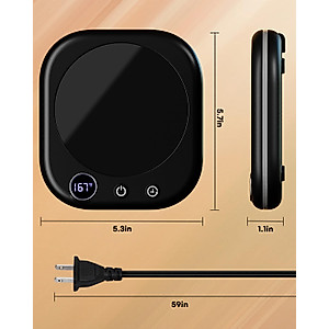 Mug Warmer Upgraded,Coffee Mug Warmer for Desk LEDs Light 3 Temp Settings (45-75℃) 1-12H Timer 4 H Auto Shut Off Beverage Cup Candle Warmer for Coffee Tea Milk(Black)