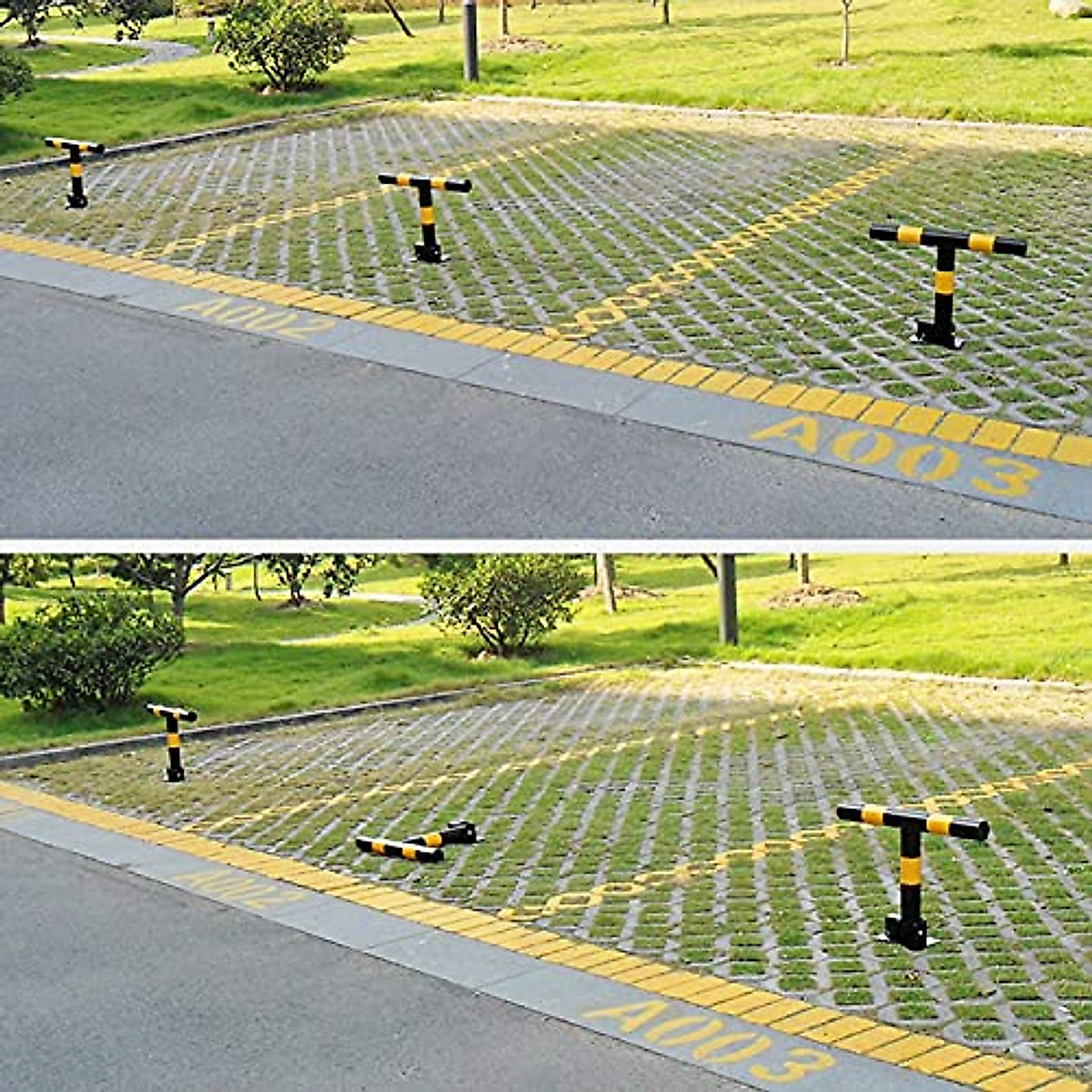 CAIMIAO Car Parking Space Lock Bollard T Shape Foldable Security Post Bollard Parking Post Strong and Sturdy Traffic Visible Warning Sign (Color : Black, Size : Yellow)