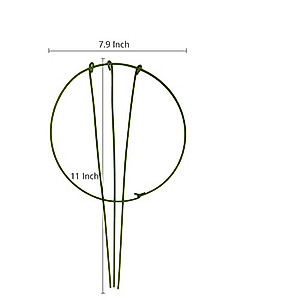5-Pack Garden Plant Support Stake Green Plant Support Rings Support Hoop for Climbing Plant, Flowers ( 7.9" Wide x 11" High )