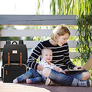 Terzini Bear Small Diaper Bag Backpack, Diaper Bags for Baby with USB Charging Port,Changing mat,Stroller Hooks (BLACK2)